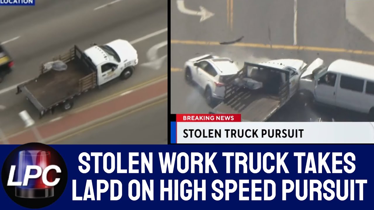Stolen Work Truck Takes LAPD on High Speed Pursuit - YouTube