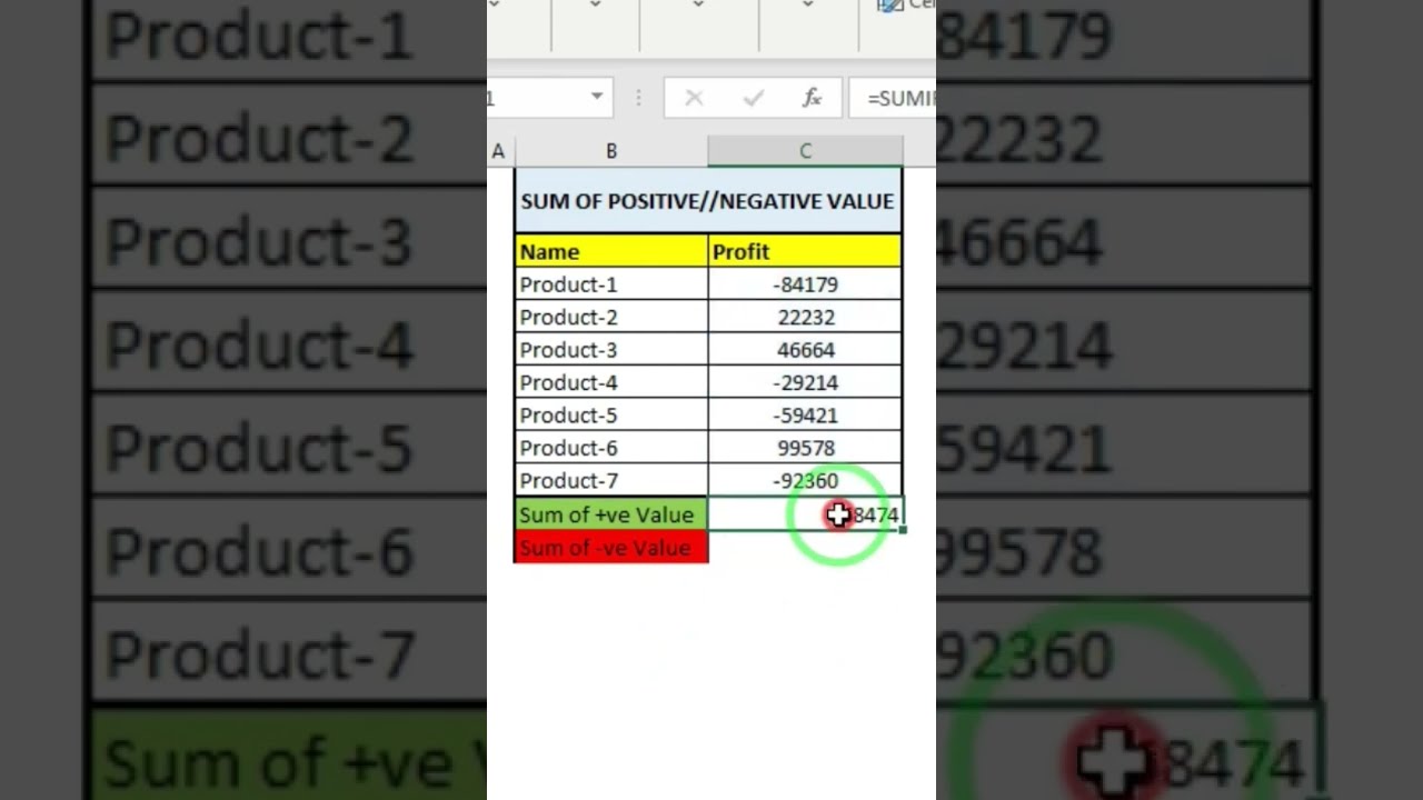 Sum Of Positives Negatives In Excel shorts excelshorts trending Sum Of Positives Negatives In Excel shorts excelshorts trending