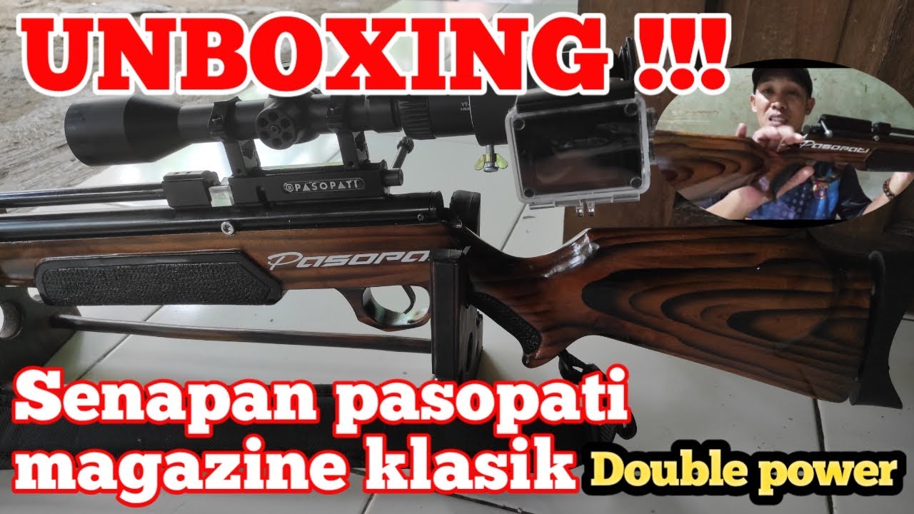 Buka paket||Senapan PCP Pasopati Double power Magazine popor klasik# ...