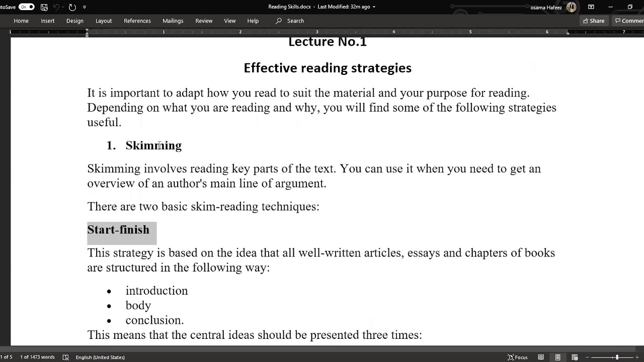 Eng-301 Effective reading strategies (Skimming and Scanning) - YouTube
