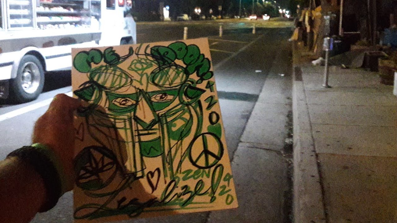 Working on MF DOOM street art LA Graze Los Angeles artist Cali taco ...