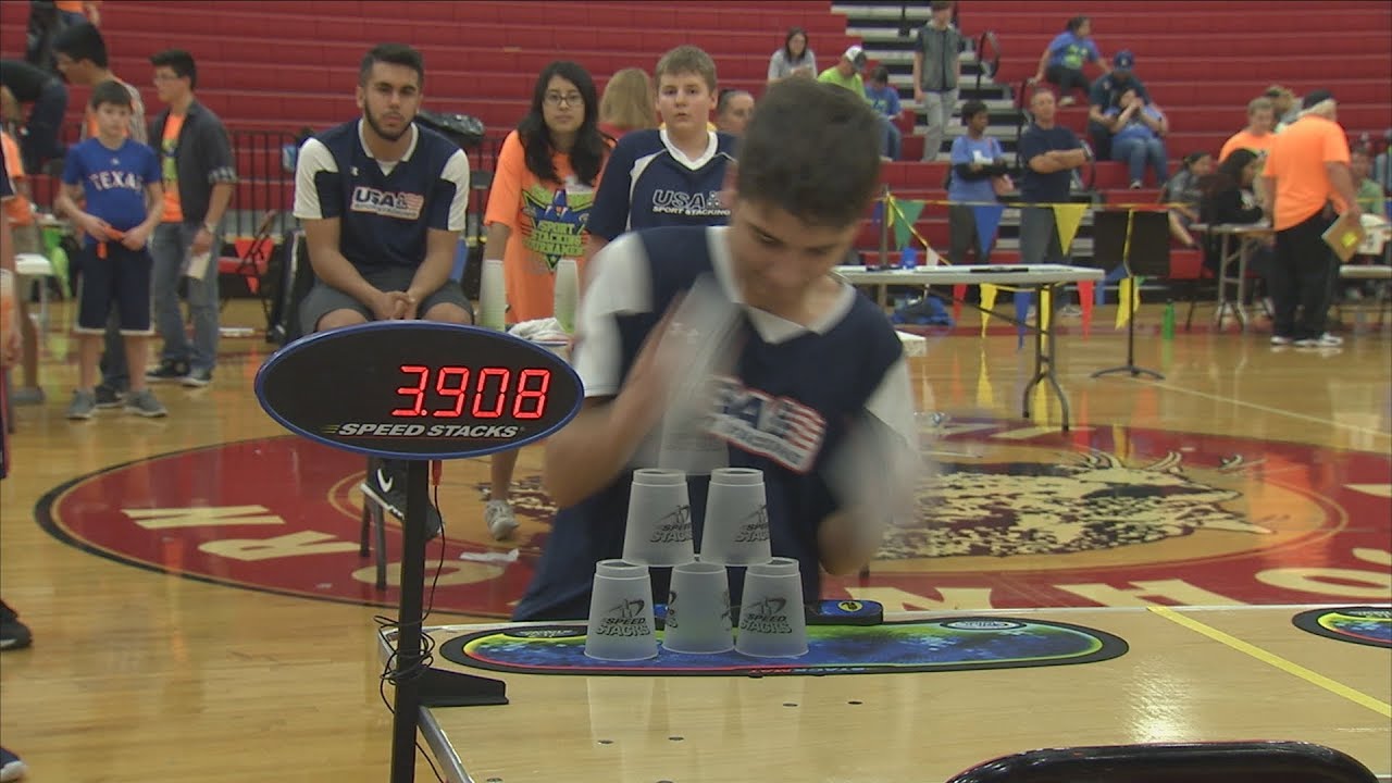 Competitive Cup Stacking (Texas Country Reporter) - YouTube