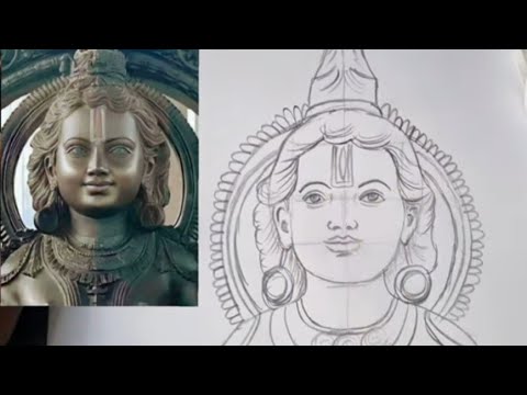 Ramlala drawing (Ayodhya Ram murti) first time for beginners # Ayodhya ...