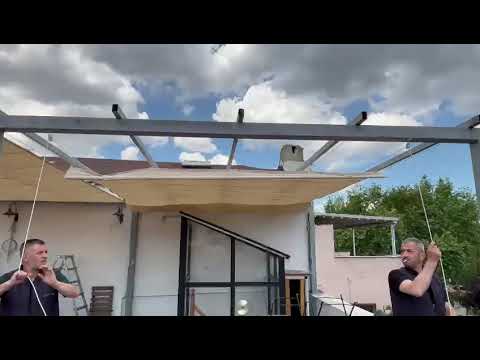 Manüel Pergola Sistemi Elle Açılır Tente Güneşlik Makaralı Sistem Net Branda 0212 528 44 40