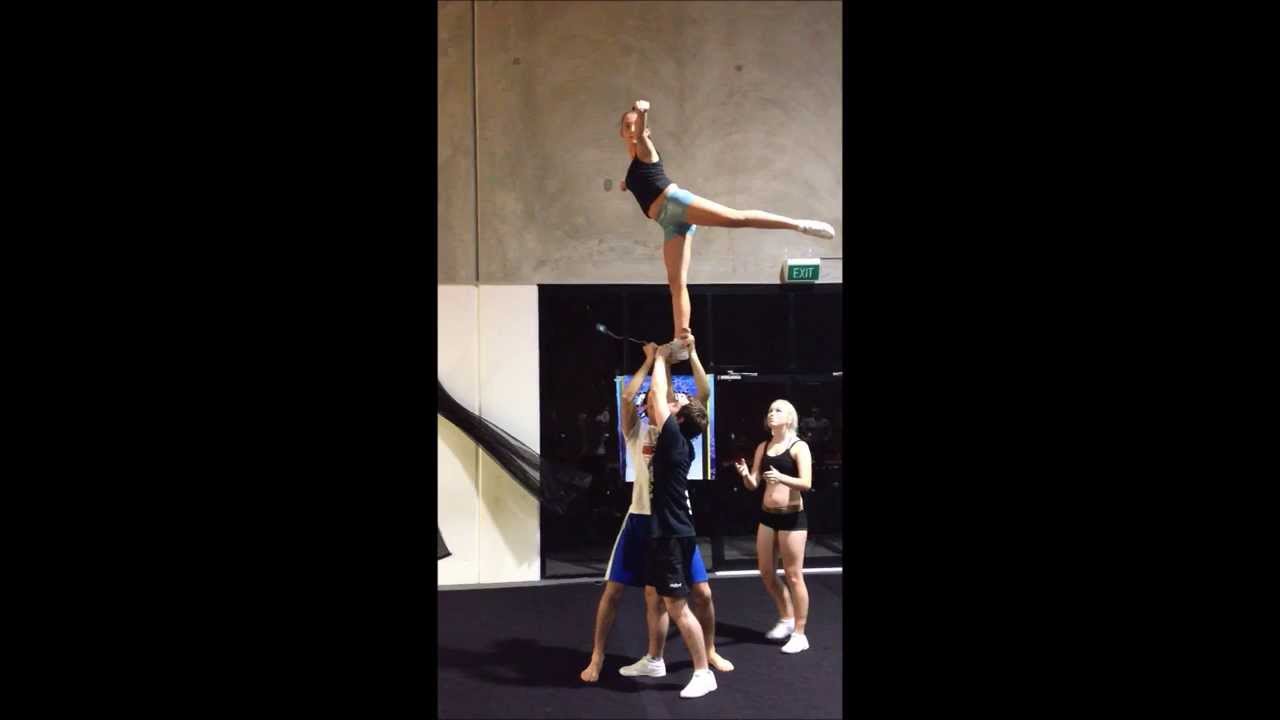 First time flying :D Cheerleading stunting - YouTube