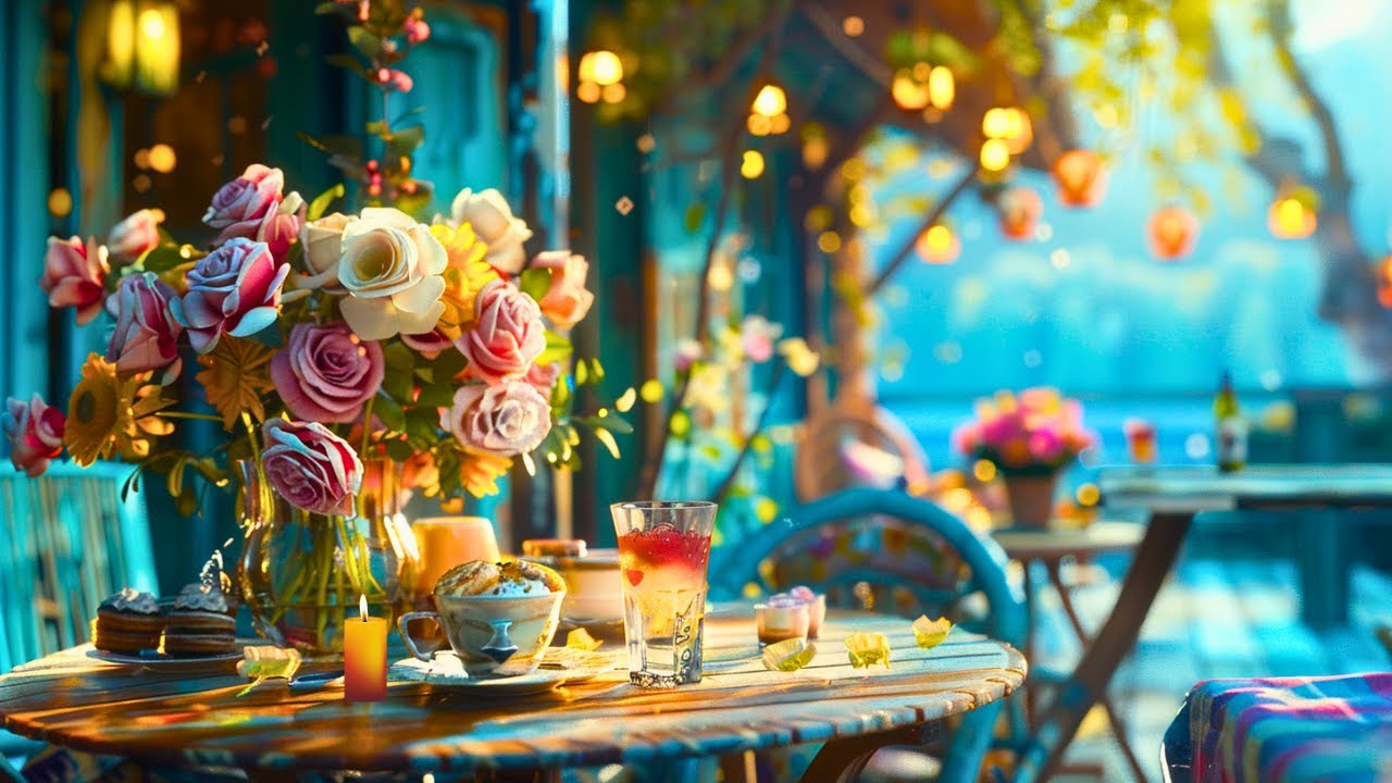 Sweet Morning Seaside Coffee Shop Ambience ~ Smooth Jazz & Delicious ...