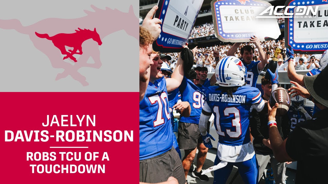 SMU CB Jaelyn Davis-Robinson Steals A TD With The Endzone Pick - YouTube