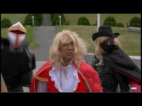 Masked bad guy henchmen in black leather fighting a heroine (Part 2)