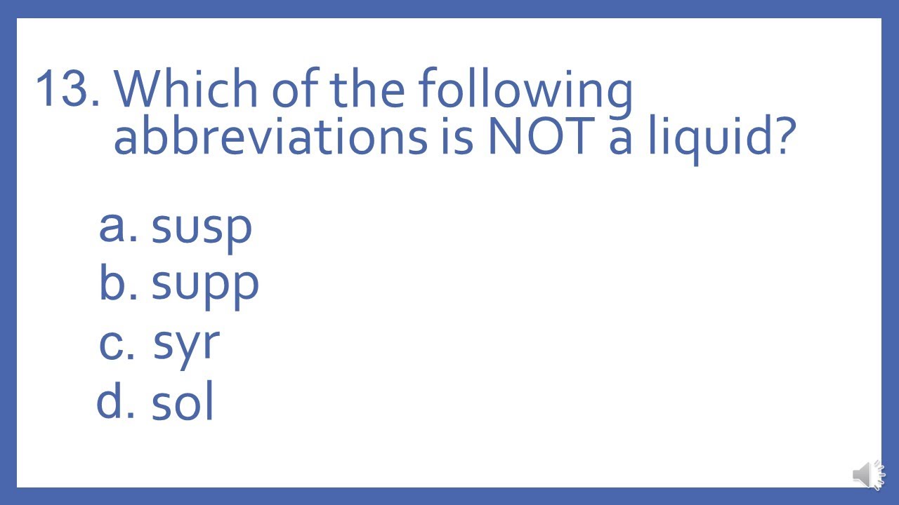 Pharmacy Abbreviations and Sig Codes PTCB Test Prep Question - Which ...