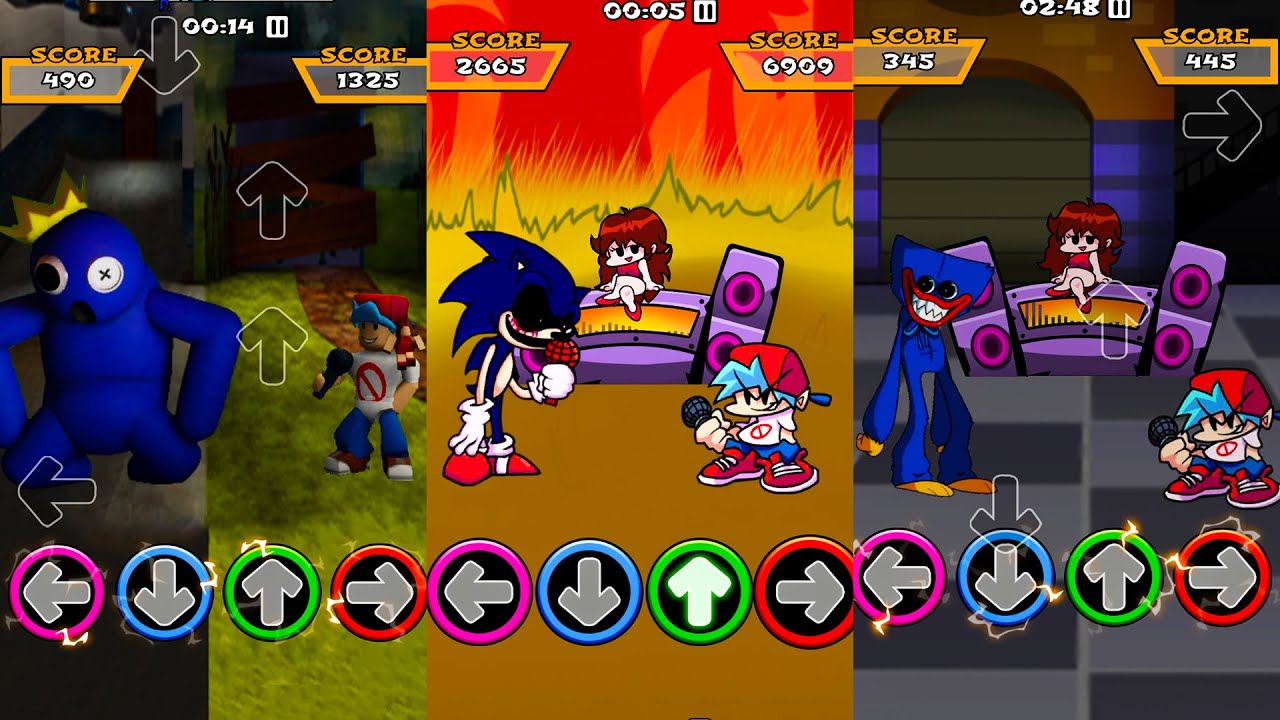 FNF Showtime Pop Music Battle Rainbow Friends,Sonic.Exe,Poppy Playtime ...
