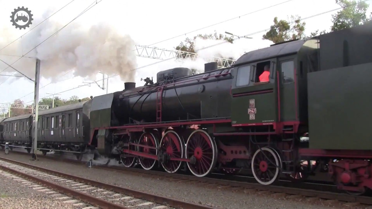 Lokomotywa parowa Pt47-65 + tender 34D74-42 - stacja Oborniki Śląskie ...