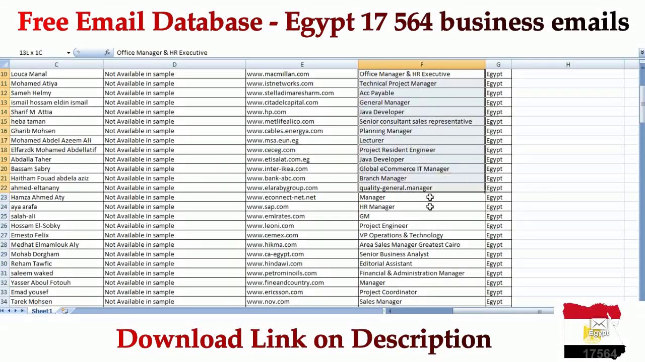 Free Email Database – Egypt 17 564 business email database - YouTube