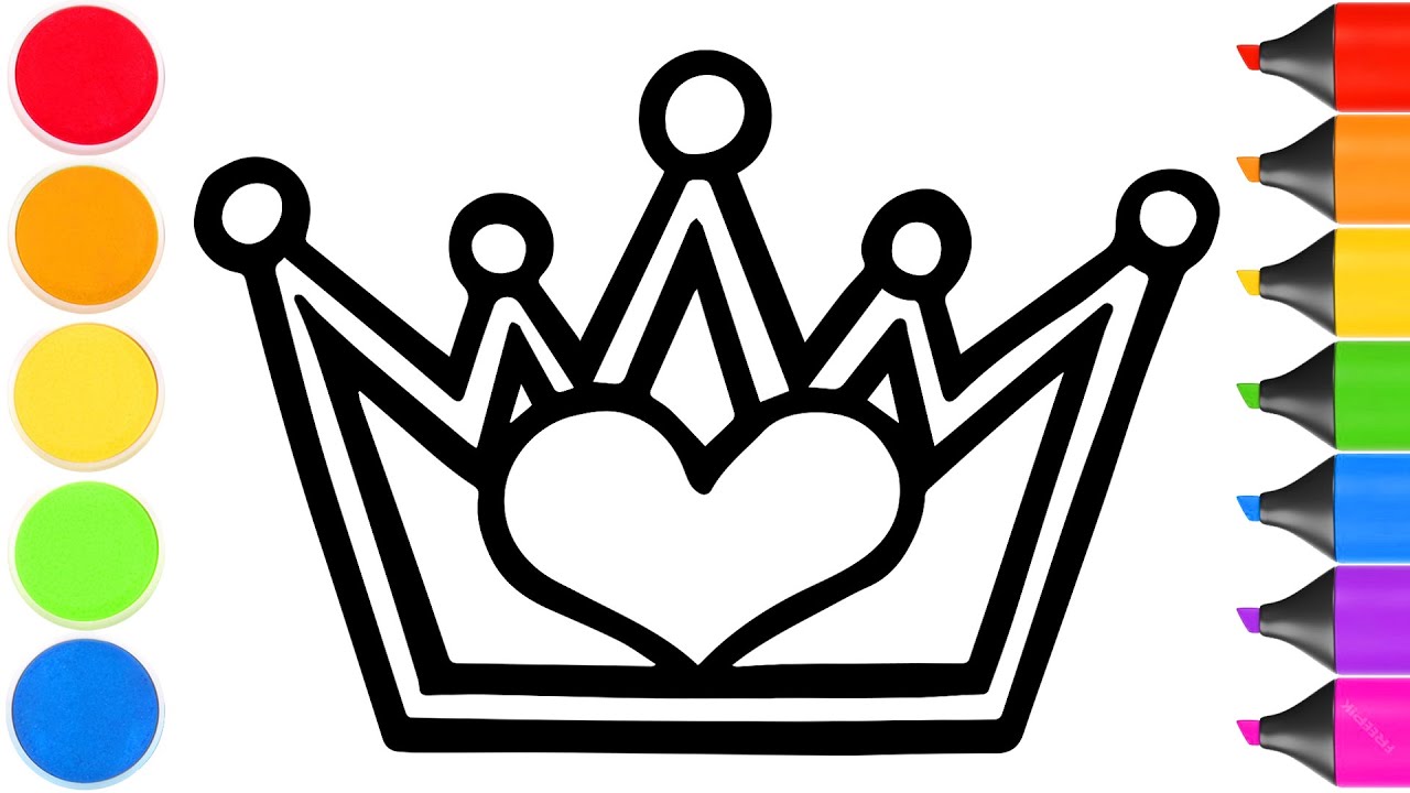 How to draw a heart crown | step by step - YouTube