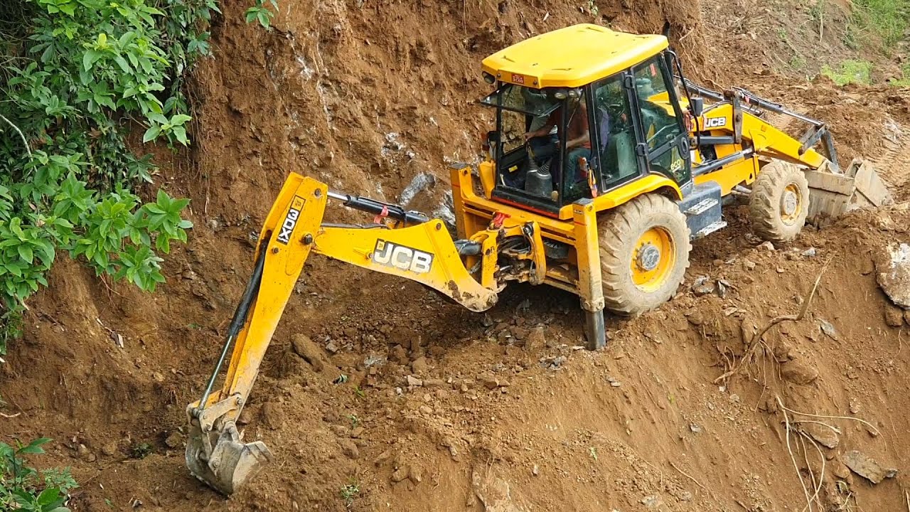 Cutting Hill and Making New Road With JCB Backhoe - JCB Making Road on ...