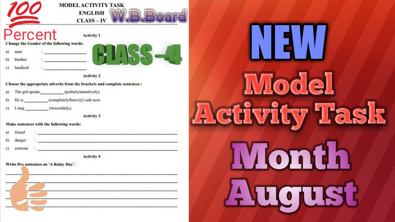 Class-4 English Model Activity Task 2021 (New) Month-August - YouTube