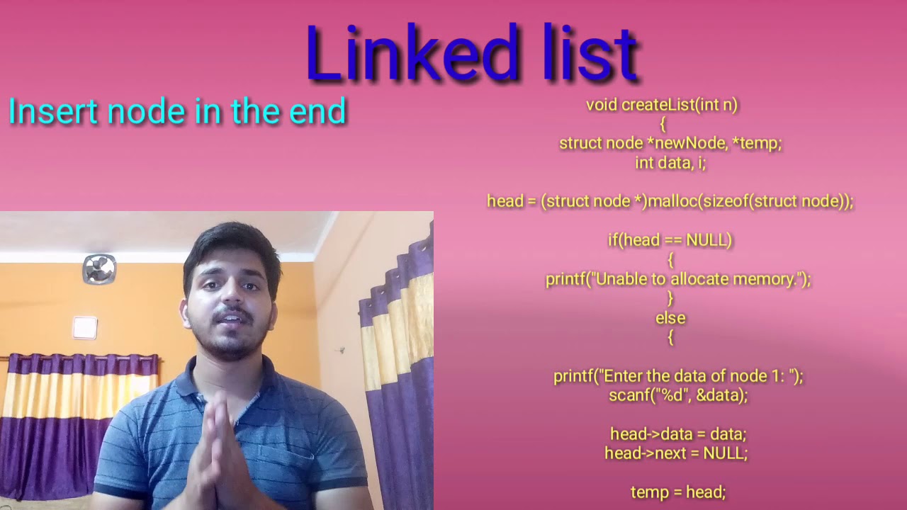 Program to insert new node at the end of a Singly Linked List - YouTube