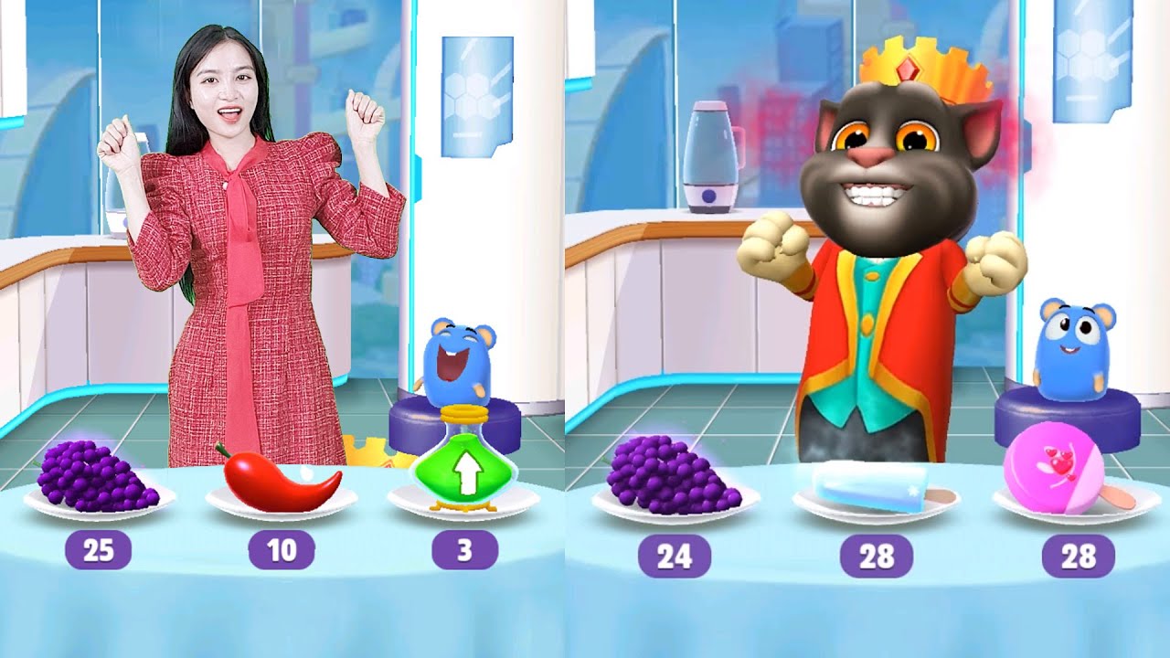 Tom Cat is Happy Standing Next to Beautiful Girl - My Talking Tom 2 In ...