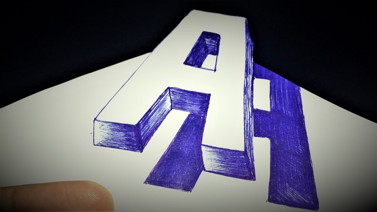 Easy 3D Letter Drawing using Ballpoint Pen - YouTube