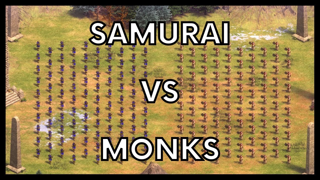 AGE OF EMPIRES II: 100 ELITE SAMURAI VS 100 MONKS - YouTube