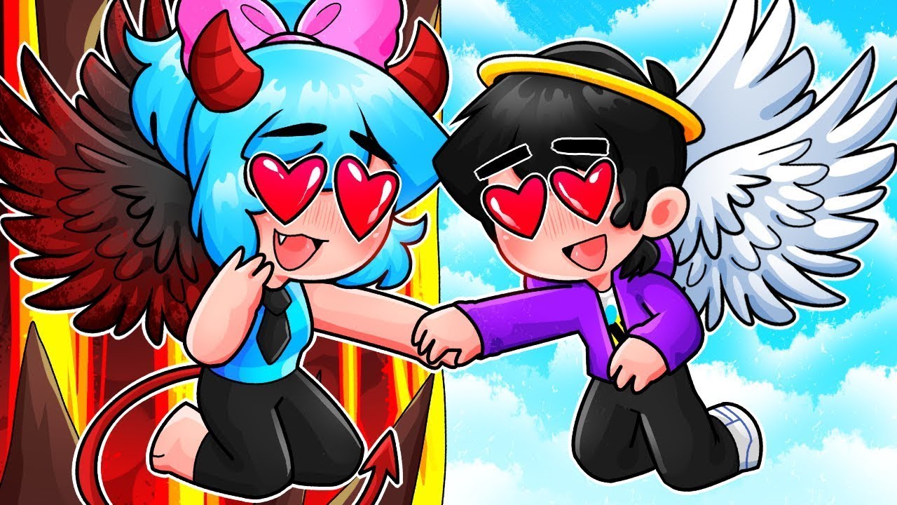 UN ANGEL Y UN DEMONIO SE ENAMORAN EN MINECRAFT 😇👿 SRJUANCHO ANGEL BESA ...