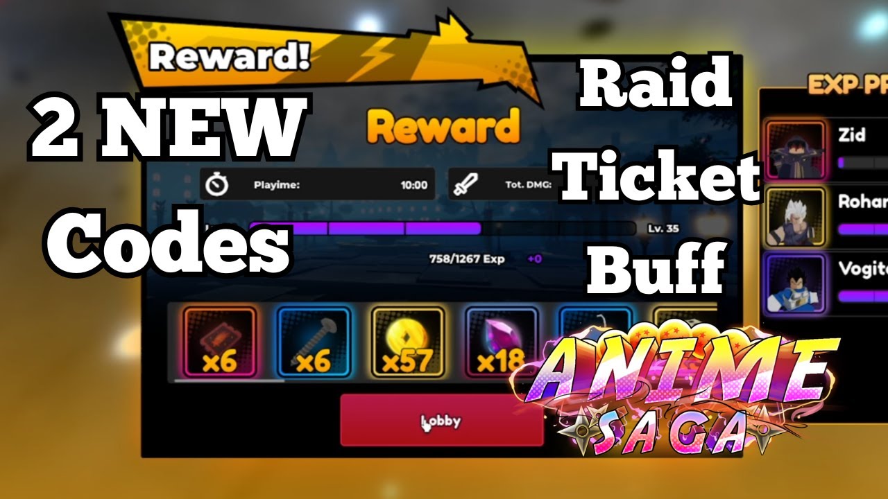 Raid Rewards Buff And 2 New Codes! | Anime Saga - YouTube