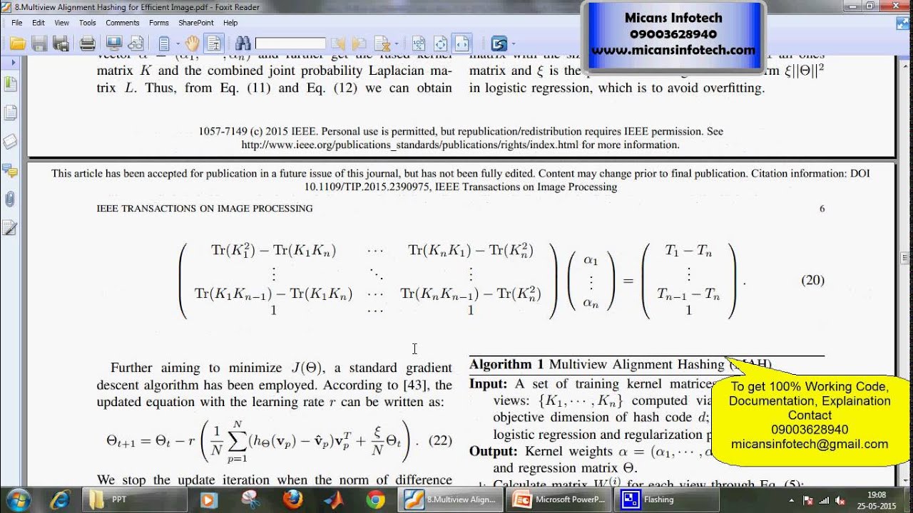 Multiview Alignment Hashing For Efficient Image Search Ieee Project 2015 2016 Youtube