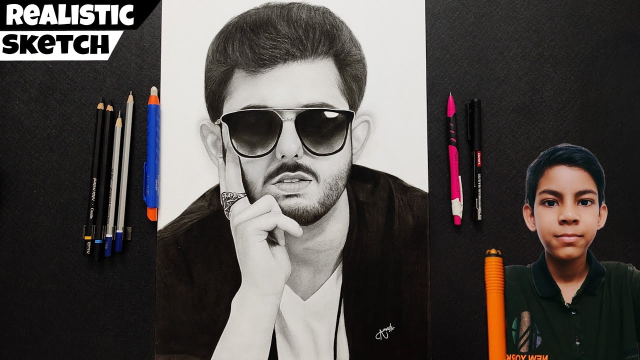 Realistic Drawing Of @CarryMinati || @CarryisLive - YouTube