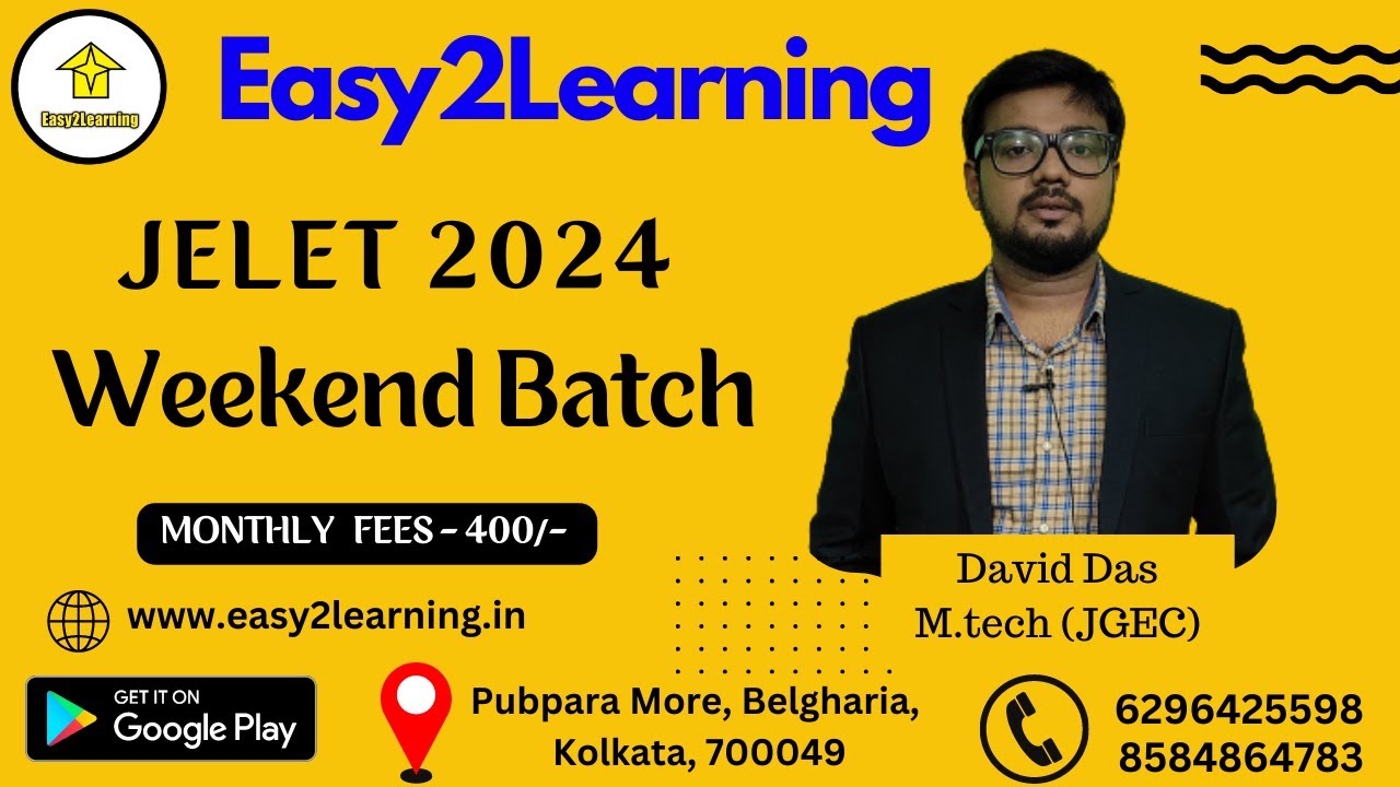 JELET 2024 Weekend Batch | Monthly 400/- | By Easy2Learning - YouTube