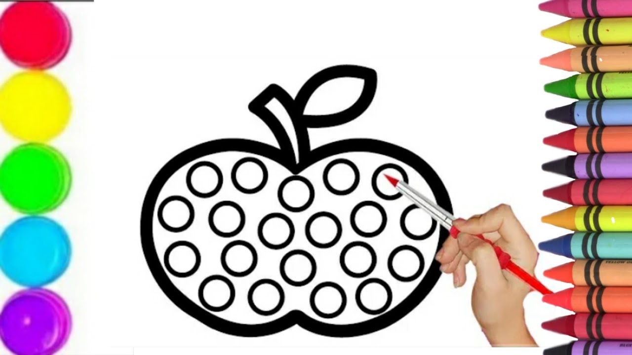 Bolalar uchun olma rasm chizish/Drawing Apple for children/Рисование ...