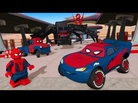 Cars McQueen Vs Lego SPIDER-MAN Vs Truck-Spider (music video)