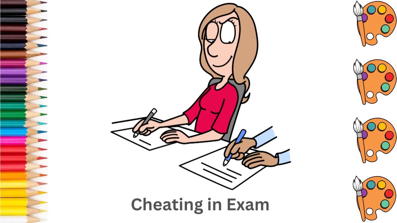 Cheating in Exam - Sketch Art and Paint | Step by step tutorial ...
