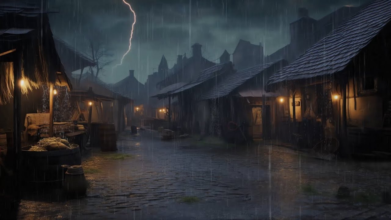Get A Good Sleep W/ Rain in Medieval Fantasy Village 🏚️ Sound of Rain ...
