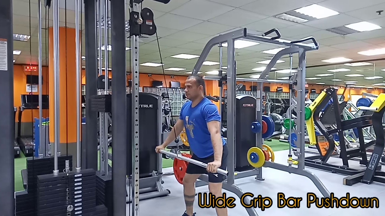 Wide Grip Bar Pushdown - YouTube