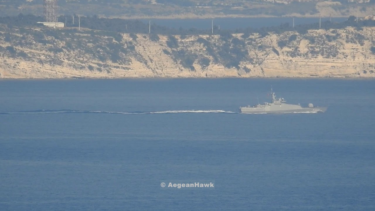 Turkish Navy Tuzla class P1203 TCG Kumkale southbound Chios Strait ...