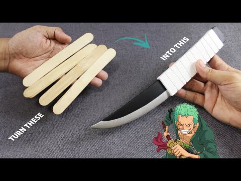 One Piece - making Zoro Dagger using Popsicle WITHOUT POWERTOOLS - YouTube