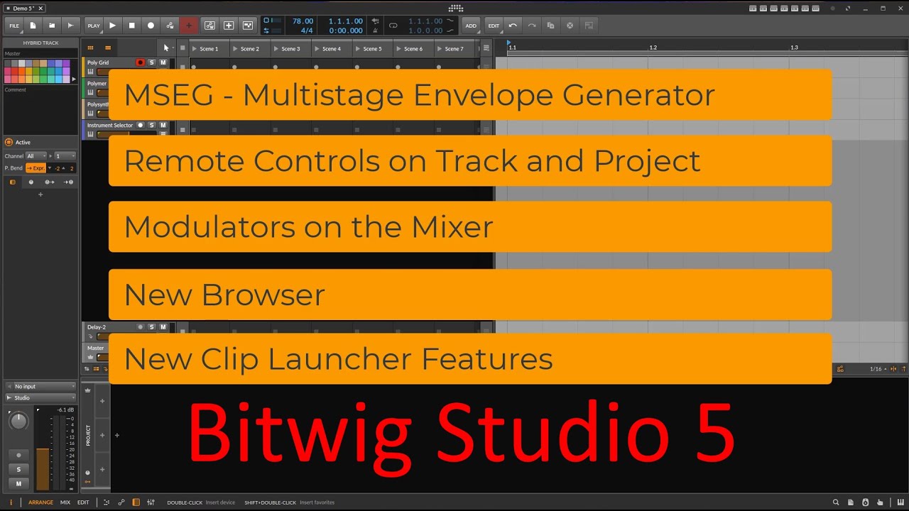 Bitwig Studio 5.0: Full walkthrough! MSEG, Project Remotes, Mixermod ...