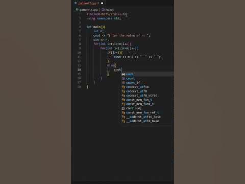 Sandglass Number Pattern | Numeric Pattern in C++ #shorts - YouTube