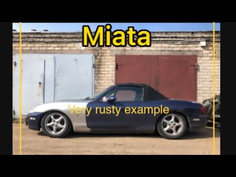 Mazda Miata body repair, very rusty example: frame rails, side sills ...