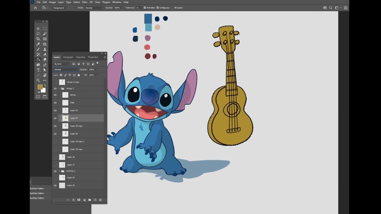 Stitch speeddraw color exploring color pallets. - YouTube