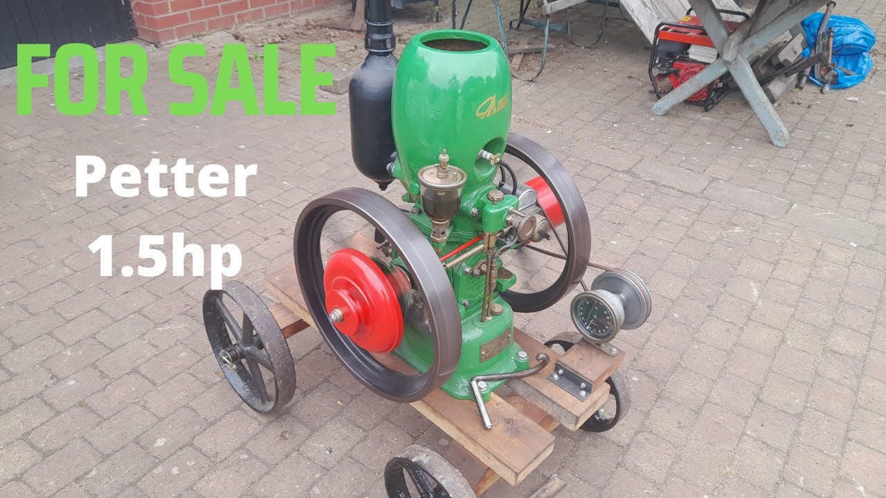 Petter M type 1.5hp hopper cooled vintage stationary engine first start ...