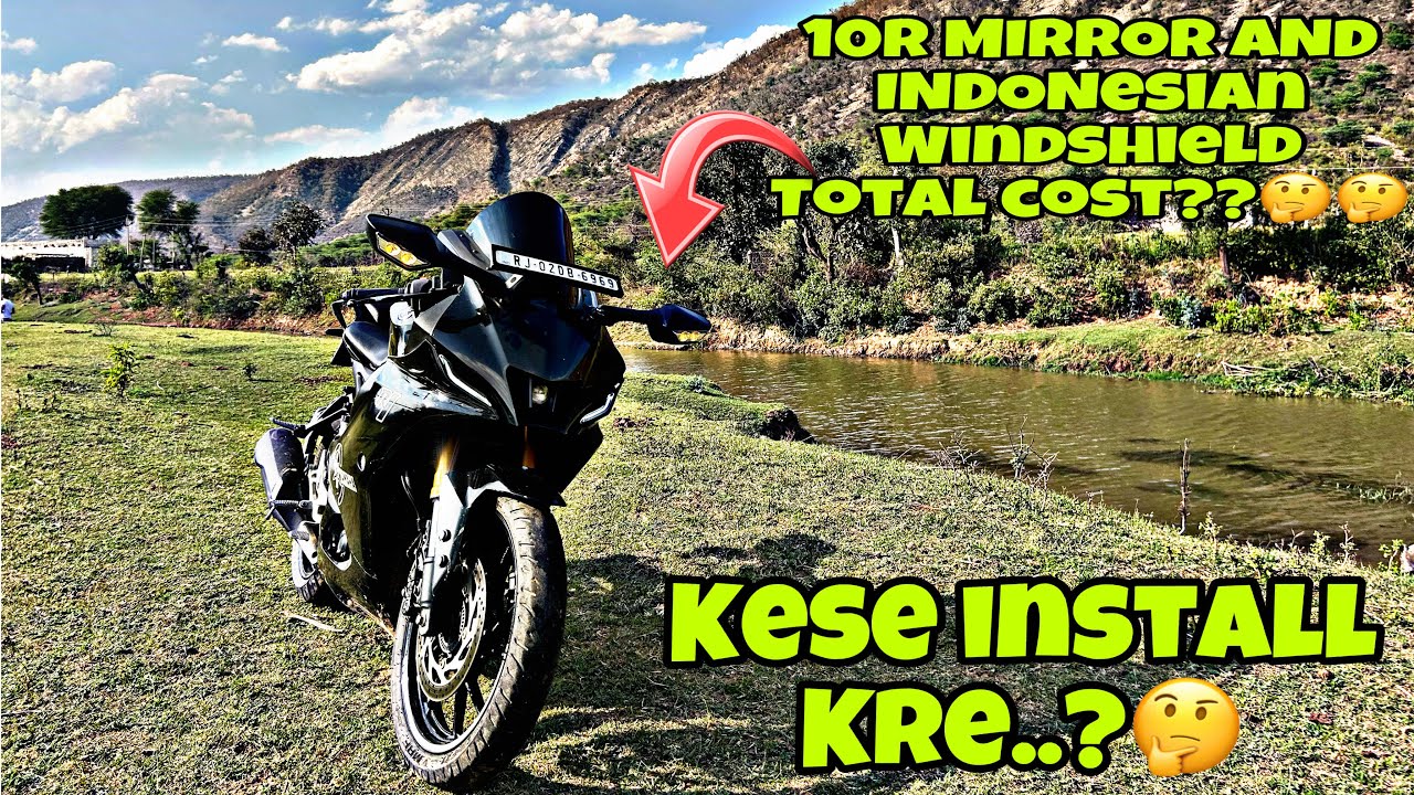 R15v4 New Bike Windshield and Kawasaki 10R Mirrors Installation total cost ️😍 #r15v4 #windshield ...