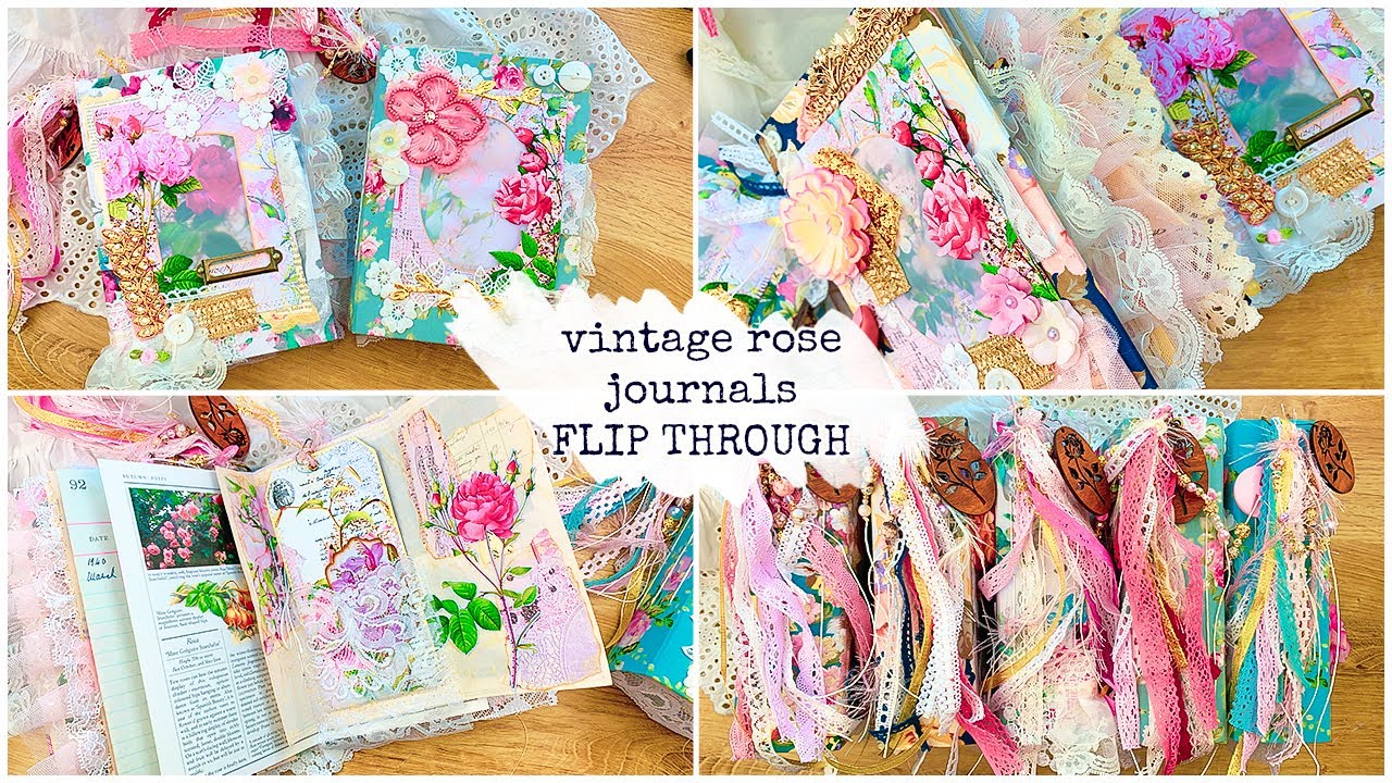 🌹 Vintage Rose Handmade Journals - FLIP-THROUGH! - YouTube