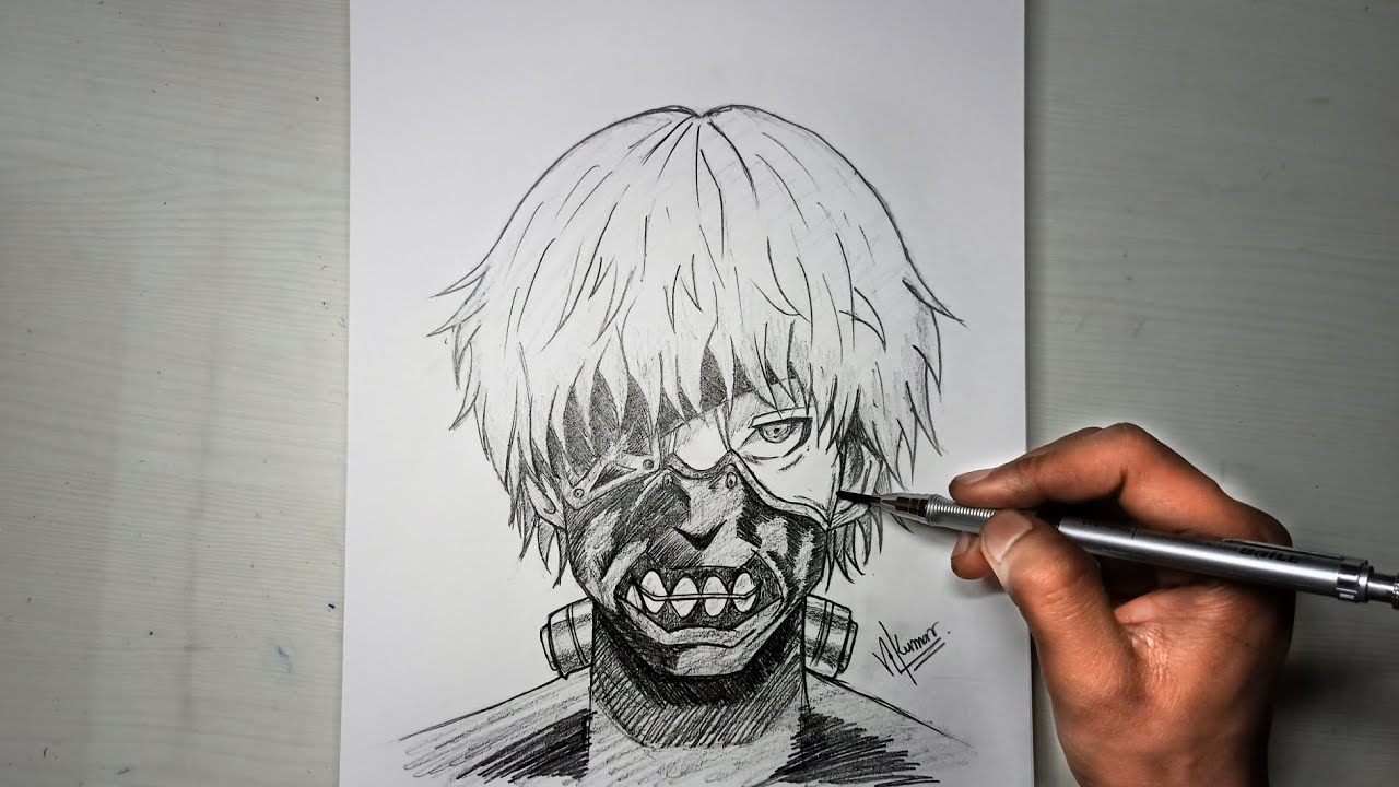 How To Draw Ken Kaneki | Tokyo Ghoul Sketch Tutorial #shorts#short# ...