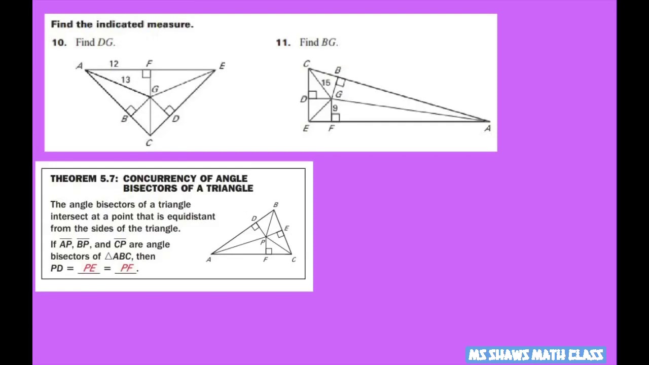 Find the indicated measure. Concurrency of Angle Bisectors of Triangles ...