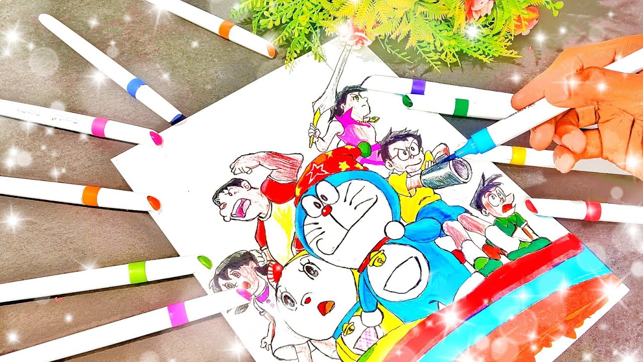 How to draw Doraemon step by step / Easy Step by Step Doraemon Drawing ...
