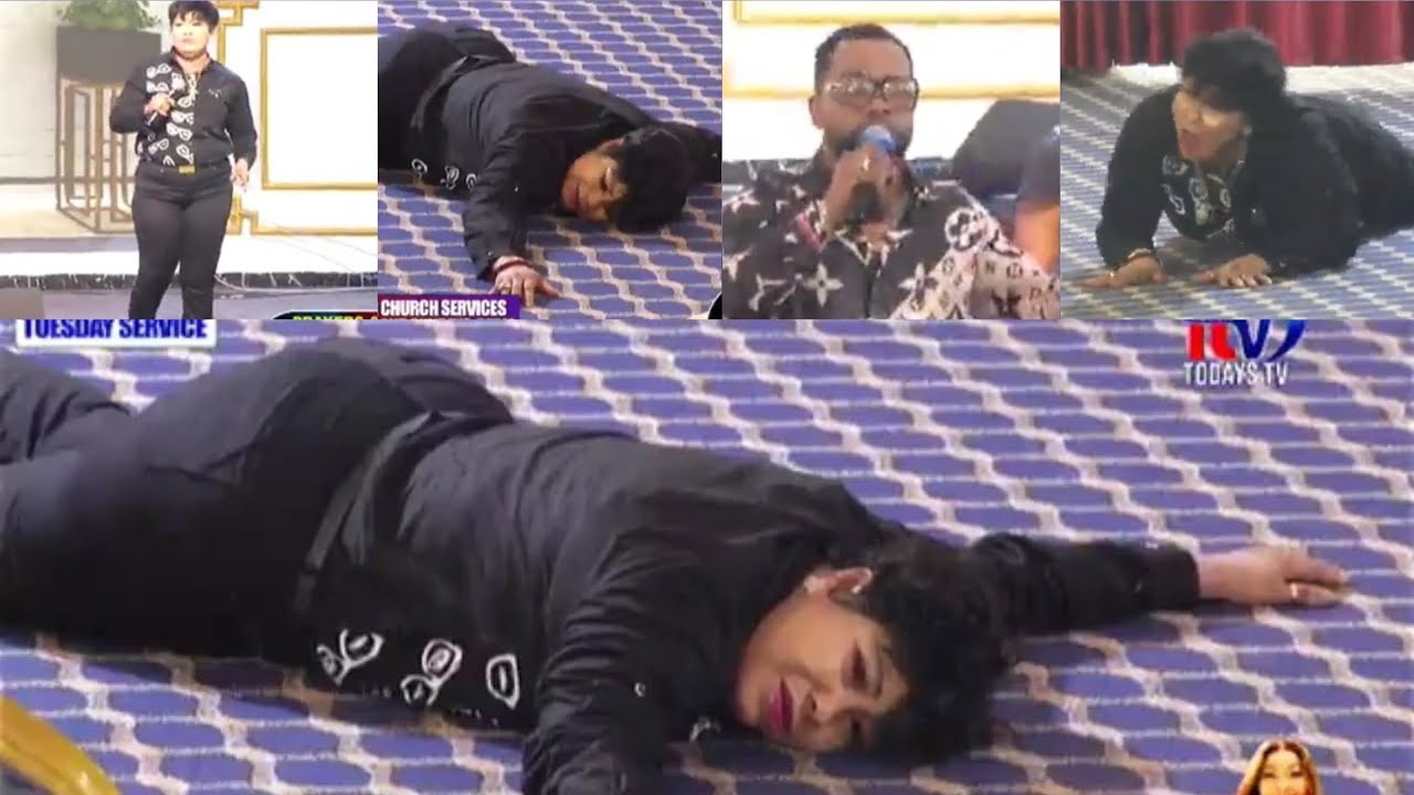 Nana Agradaa full body on the floor during prayers as her husband prays ...