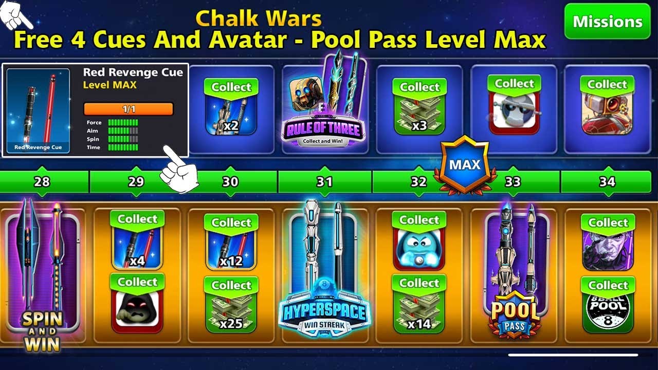 8 ball pool - Chalk Wars Season 🤯 Free 4 Cues And Avatar - Pool Pass ...