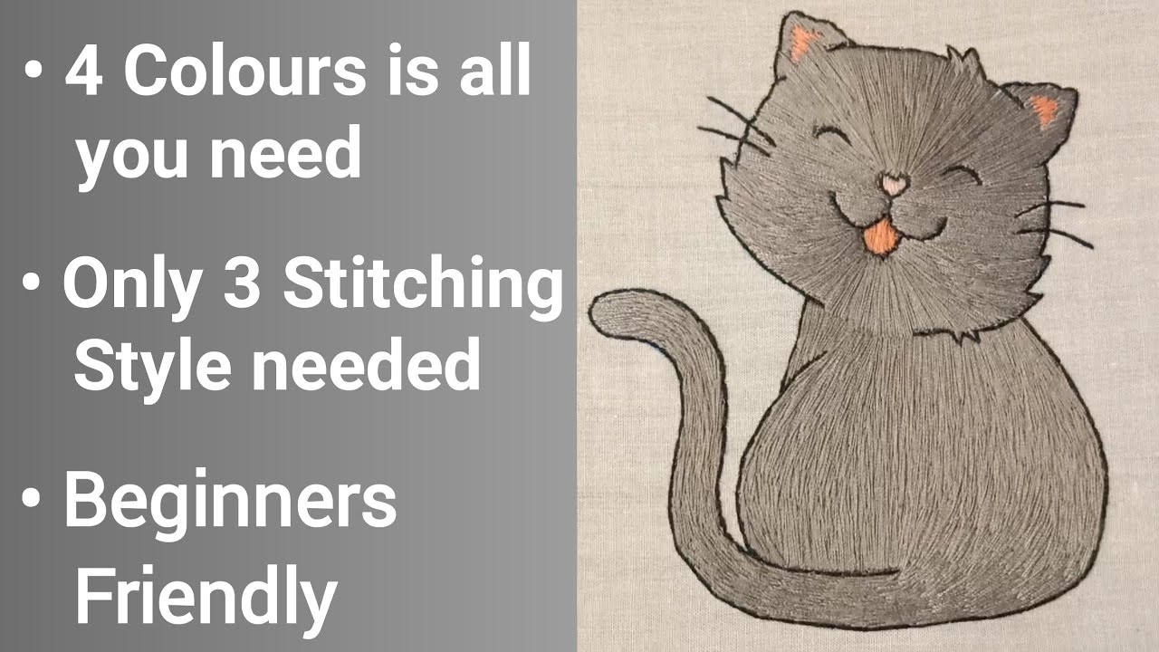 Adorable Cat Hand Embroidery | Pet Portrait Tutorial Step by Step - YouTube