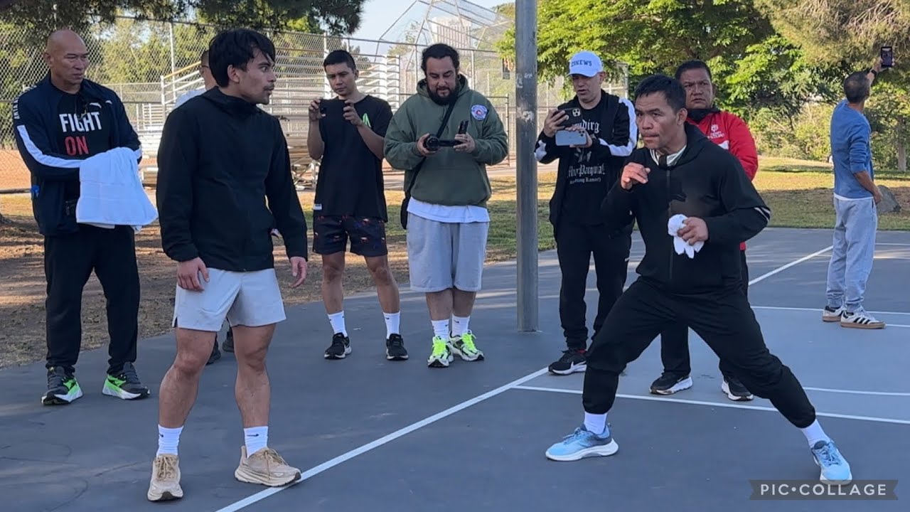 MANNY PACQUIAO & JIMUEL PACQUIAO GO HEAD TO HEAD SHADOW BOXING TRAINING ...
