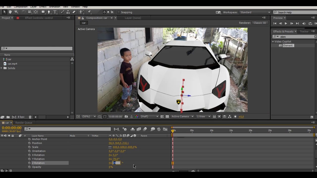 Lamborgini 3D Car Element 3D V2 l After Effect Tutorial - YouTube